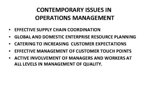 OPERATIONS MANAGEMENT MODULE I INTRODUCTION OVERVIEW UNDERSTANDING OPERATIONS