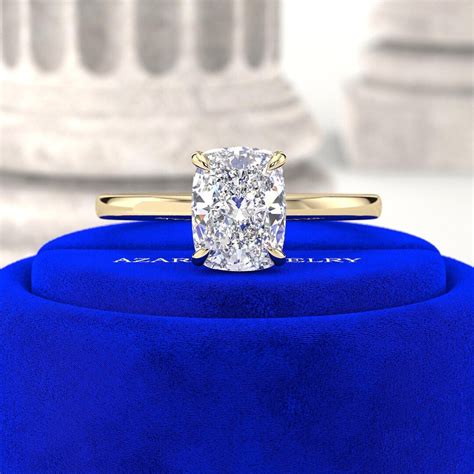 2 Carat Elongated Cushion Cut Lab Grown Diamond Engagement Ring 2ct