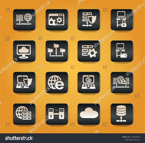 Server Symbols On Black Buttons On Stock Vector Royalty Free 2131874173 Shutterstock