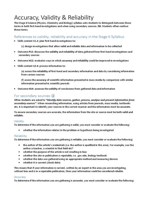 Accuracy Validity Reliability Pdf Experiment Accuracy And Precision