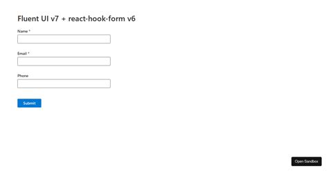 Fluent Ui V7 React Hook Form V6 Codesandbox