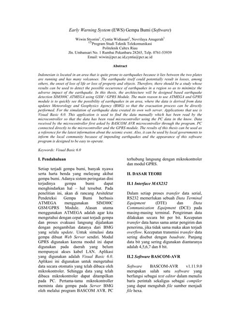 pdf early warning system ews gempa bumi software