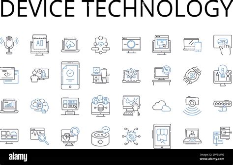 Device Technology Line Icons Collection Communication Nerk