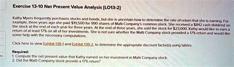 solved exercise 13 10 net present value analysis [lo13 2] kathy myers