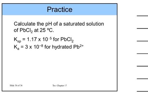 Solved Practice Calculate The Ph Of A Saturated Solution Of