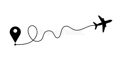 Simple Vector Graphic Of Airplane Flight Path Stock Vector