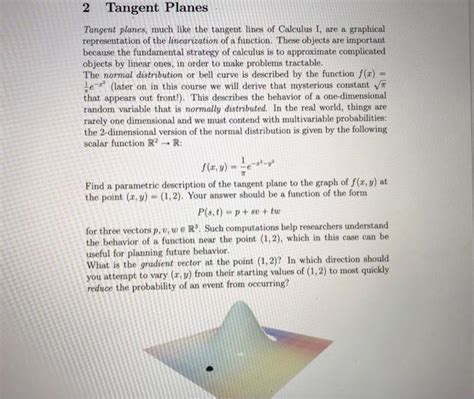 Solved Tangent Planes Tangent Planes Much Like The Chegg