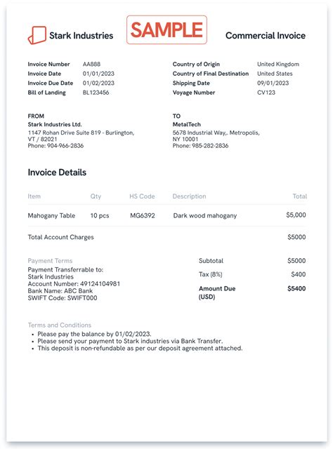 what is a commercial invoice with examples and free templates statrys