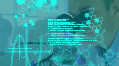 Animation Of Data Processing And Chemical Formulas Over Caucasian Male Lab Worker Using