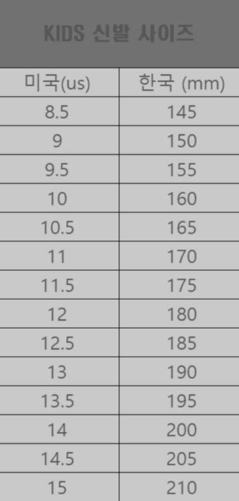 미국 신발 사이즈표 정리했습니다 직구시 참고하세요