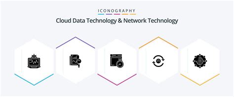 Cloud Data Technology And Network Technology 25 Glyph Icon Pack