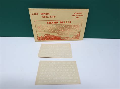 Used Champ Decals L133 Ho Scale Express White Alphabet And Numeral Decal