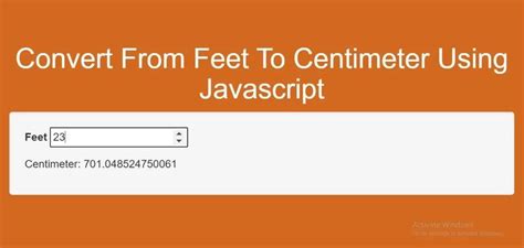 feet to centimeter conversion using javascript