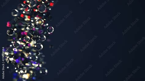 Stream Of Flying Geometric Shapes On Edge And Free Space Computer Generated Abstract Background