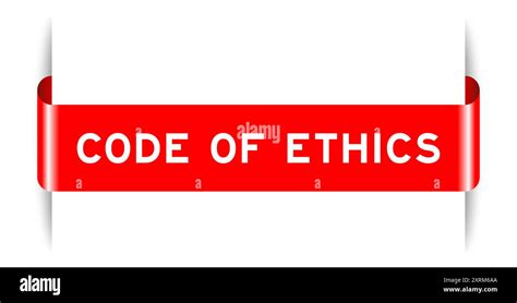 Red Color Inserted Label Banner With Word Code Of Ethics On White Background Stock Vector Image