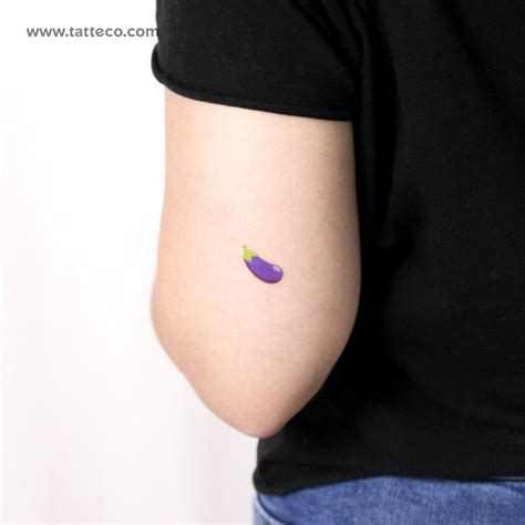 Small Eggplant Emoji Temporary Tattoo Set Of 3 Tatteco