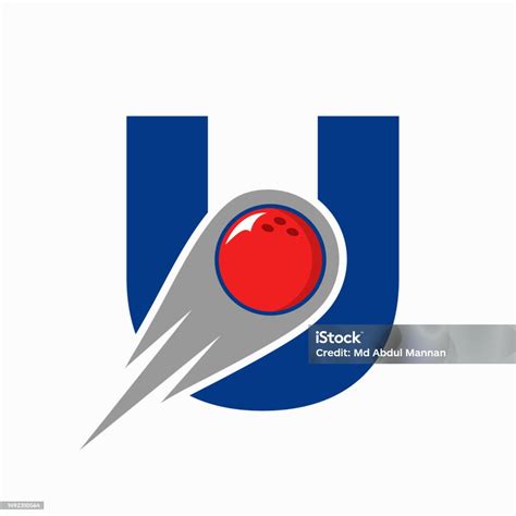 편지 U 볼링 로고 빨간색 움직이는 공 아이콘이 있는 볼링 공 기호 Championship에 대한 스톡 벡터 아트 및 기타 이미지 Championship 개념 경기