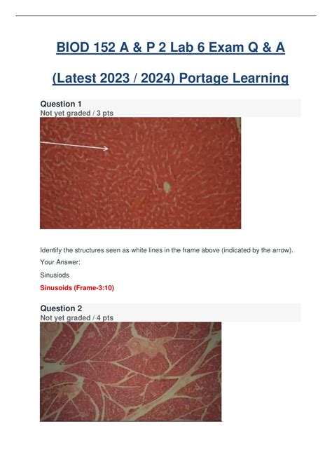 Biod 152 Biod152 Latest 2023 2024 A And P 2 Lab 6 Exam Portage Learning Biod 152 Stuvia Us