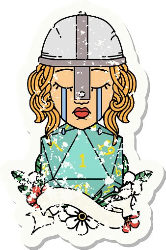 자연 하나의 D20 롤 그런 지 스티커로 우는 인간 전투기 굴리기에 대한 스톡 벡터 아트 및 기타 이미지 굴리기 마음이