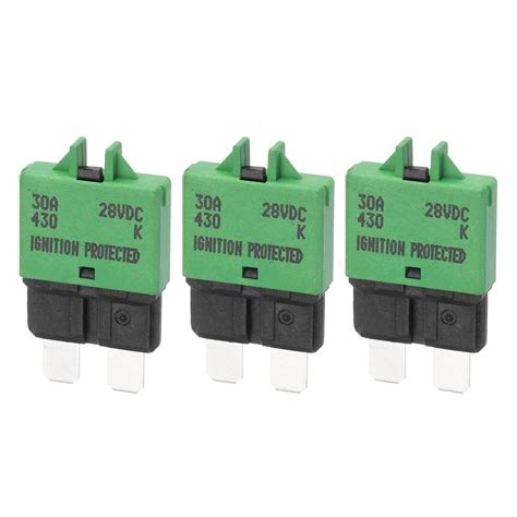 Uxcell 3 Pack 28v Dc 30a Green Atc Ato Manual Mini Resettable Fuse