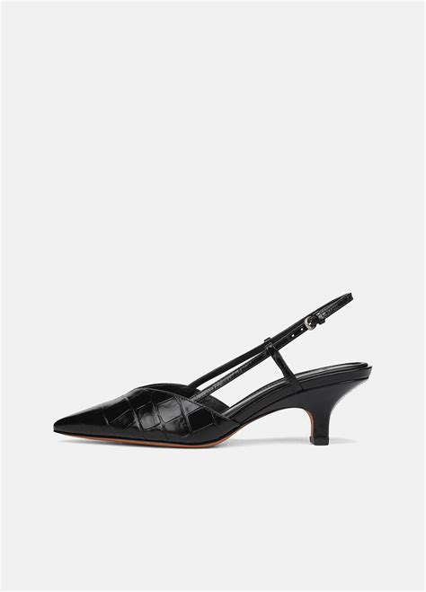 Levvy Croc Embossed Leather Slingback Heel In Heels Vince