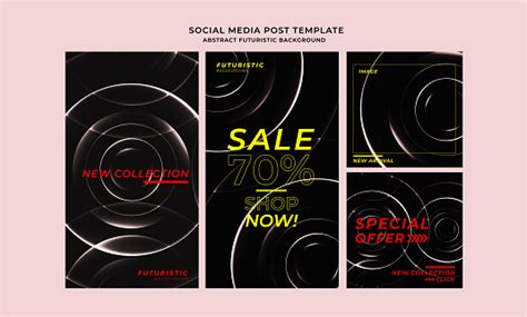 소셜 미디어 포스트 핫 딜 메가 세일 컬렉션 미래 지향적 인 서클 기하학적 이음새가 없는 패턴 그라디언트 템플릿 배경 디자인