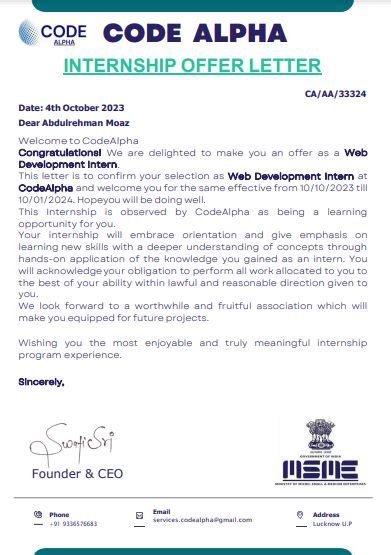 Codealpha Webdevelopment Internship Newbeginnings Excited