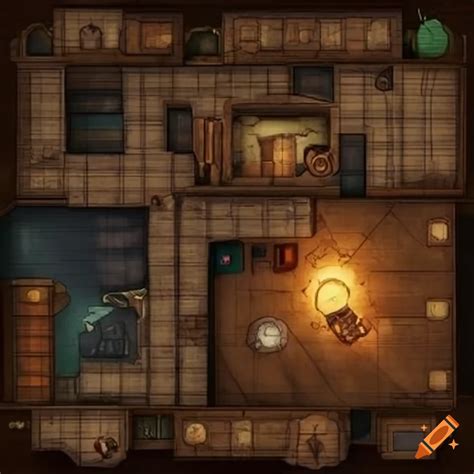 Top View Illustration Of A Fantasy Rpg Tavern Map On Craiyon