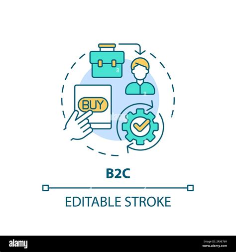 2d Customizable Colorful Thin Linear Icon B2c Concept Stock Vector