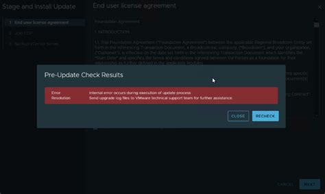 Upgrading Vcenter Server Appliance Vcsa Fails During Precheck With The Error Internal Error