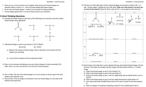 Solved Worksheet Lewis Structures Worksheet Lewis S Db Excel Com