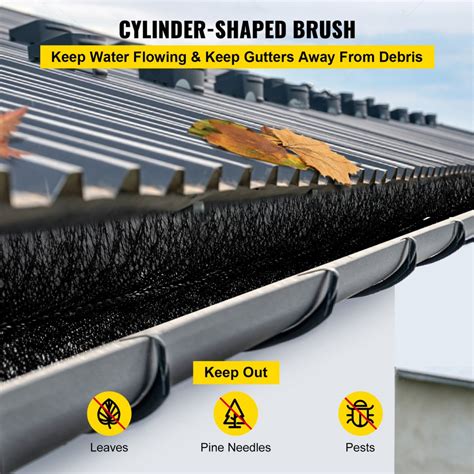 Vevor Gutter Guard Brush With 15 Ft Length Bristle 4 33 Dia Gutter