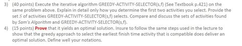 greedy activity selector s f 1 n s length 2 a