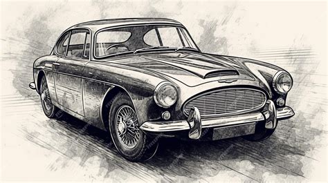 Premium Photo Drawing Sketch Vintage Sports Car Generative Ai