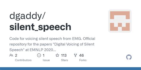 Github Dgaddysilentspeech Code For Voicing Silent Speech From Emg