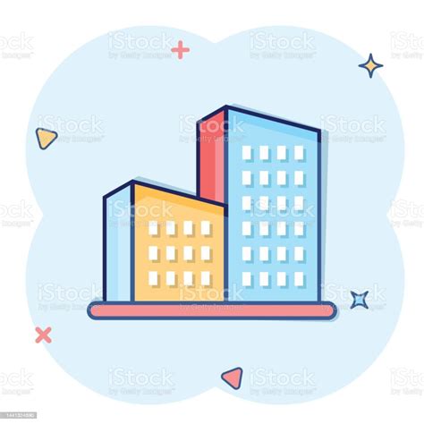 만화 스타일의 아이콘을 구축 할 수 있습니다 흰색 고립 된 배경에 타운 마천루 아파트 만화 벡터 일러스트 시티 타워 스플래시 효과 비즈니스 컨셉 건물 외관에 대한 스톡 벡터