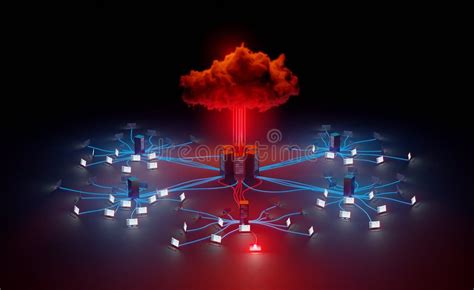 Cloud Cybersecurity Compromised Network Infrastructure Concept