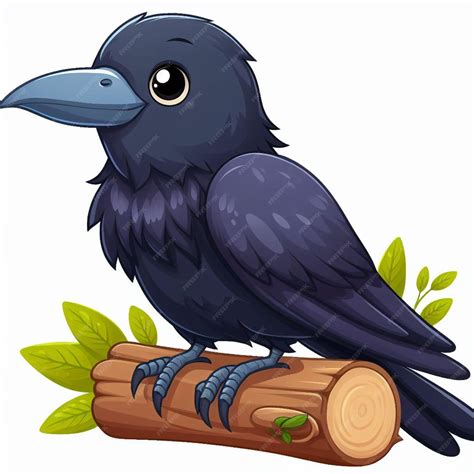 Premium Vector Cute Crow Vector Cartoon Illustration