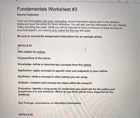 Solved Fundamentals Worksheet 3 Source Collection Once You
