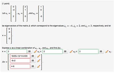 solved 1 point 0 2 3 let vi and v3 2 3 be eigenvectors