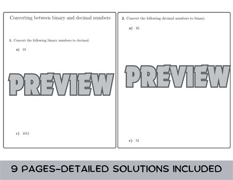 converting between binary and decimal numbers worksheet no 3 with