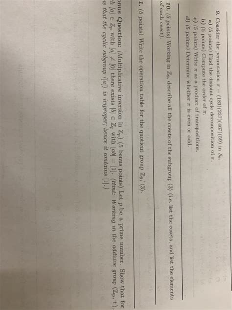 solved 9 consider the permutation a 5 points find the