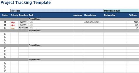 Free Multiple Project Tracking Templates Excel Word Best Collections