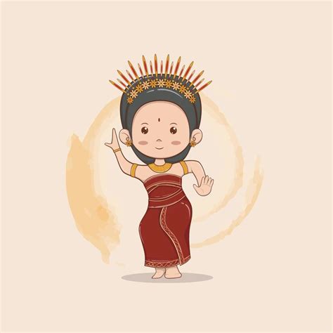 Cartoon Pose Indonesian Culture Vector Material Balinese Traditional Dancevector Design