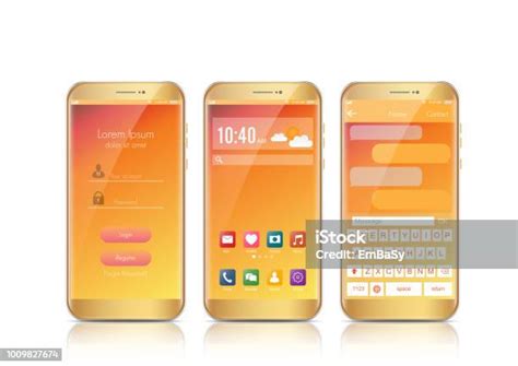 새로운 현실 모바일 스마트폰 현대적인 스타일입니다 Ui 아이콘 벡터 스마트폰입니다 로그인 디자인 및 흰색 바탕에 메시징 Sms 애플 리 케이 션 인터페이스 Gui 위젯에