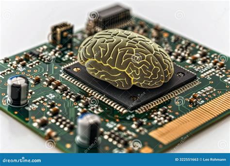 Futuristic Brain Model On Circuit Board Representing Advanced