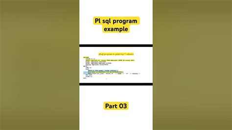 Pl Sql Program Example Plsql Plsqlprogram Oracle Shorts Youtube