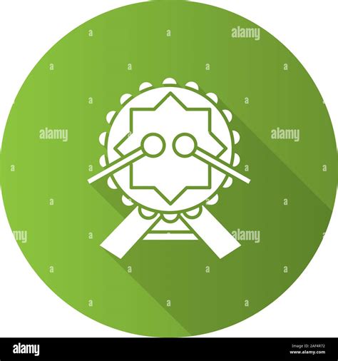 Daf And Drumsticks Flat Design Long Shadow Glyph Icon Drum Vector
