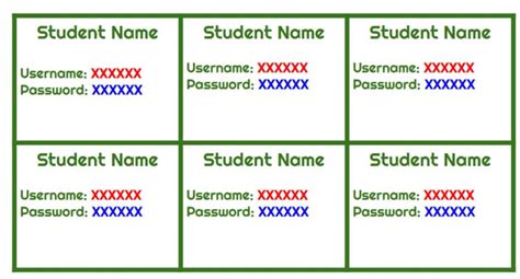 Username And Password Cards By Primary Planning With Ms Tabor