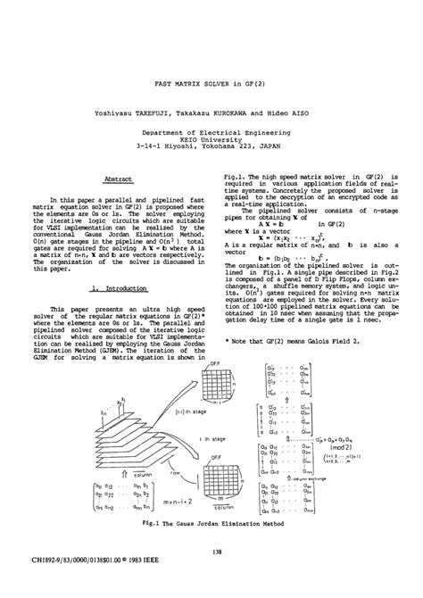 Pdf Fast Matrix Solver In Gf2